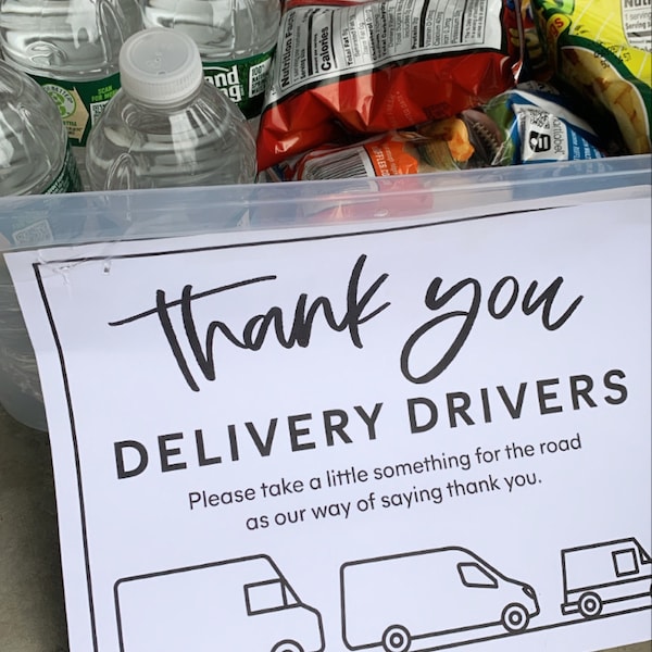 Delivery Driver Thank You Appreciation Snack Sign Printable | 8.5x11 ...