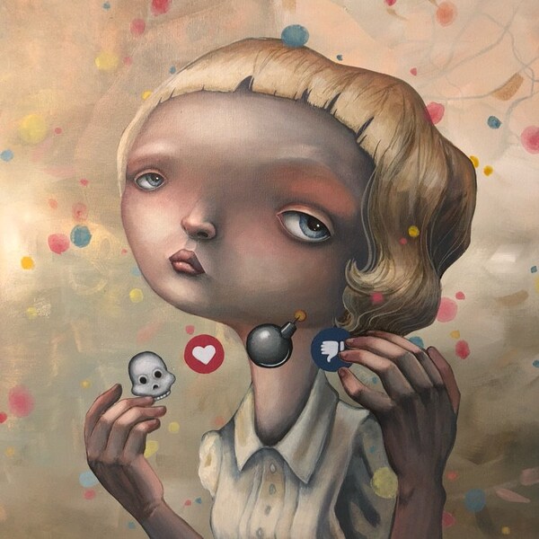 Original Lowbrow Pop Surrealism Painting "slow Hearts" - Etsy