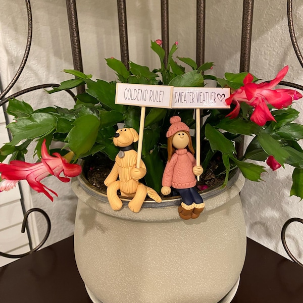 Dog Pot Sitter Dog Figurine Dog Pot Hugger Dog Plant Pot Sitter Flower Pot Sitter Plant Pot Pal ...