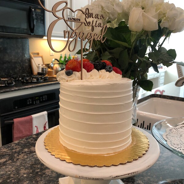 Personalized Engagement Cake Topper, Couple Name With Heart Cake Topper ...