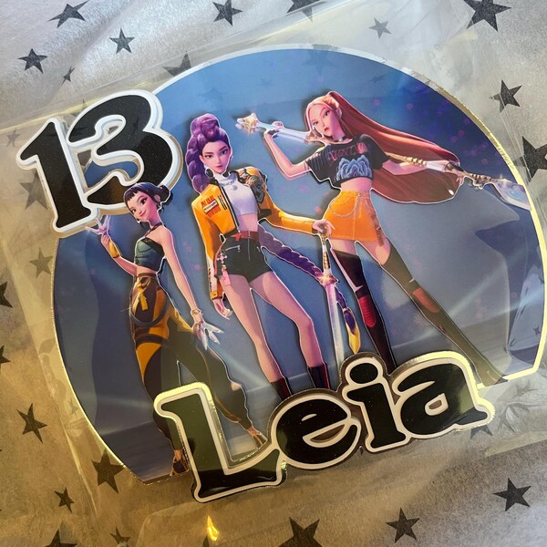 Personalised 3D Light-up Cake Topper – Custom Name & Age – Demon Hunter ...