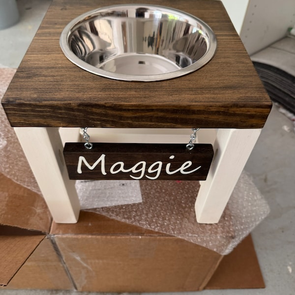 Dog Bowl Stand - Large Dog Bowl Stand - Farmhouse Style - Rustic Dog ...