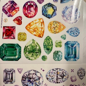 Set of 24 Gemstone Vinyl Stickers, Laptop Stickers, Gem Stickers ...