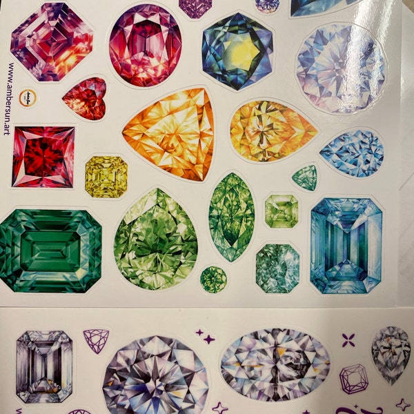 Set of 24 Gemstone Vinyl Stickers, Laptop Stickers, Gem Stickers ...