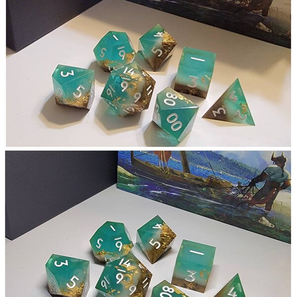 Great Wave Single Crystal D4 Hand Painted Dice, Handmade Dice, Handmade ...