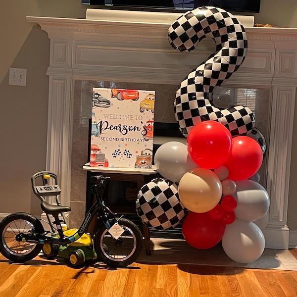 TWO Fast Balloon Tower L TWO Fast Balloons L Race Car Balloons L Race ...