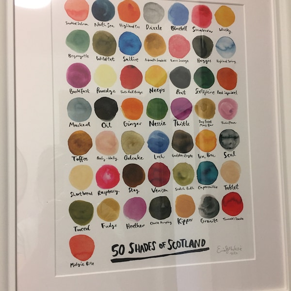 50 Shades of Scotland, Quirky Scottish Colour Chart Poster. Fun Memento ...