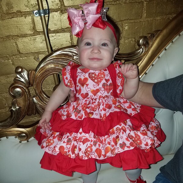 Little Lamb Girl Dress, Lamb Dress, Girl Red Dress, Red Bow Dress, Farm ...