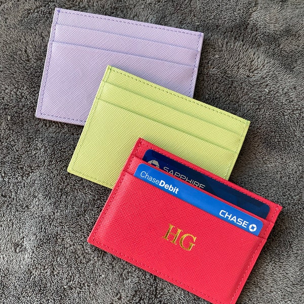 Personalized Monogram Credit Card Holder - Esme Saffiano Leather ...