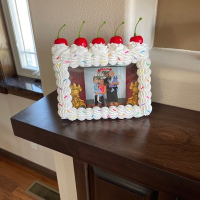 Fake Cake Photo Frame White With Colorful Sprinkles and Cherries on Top ...
