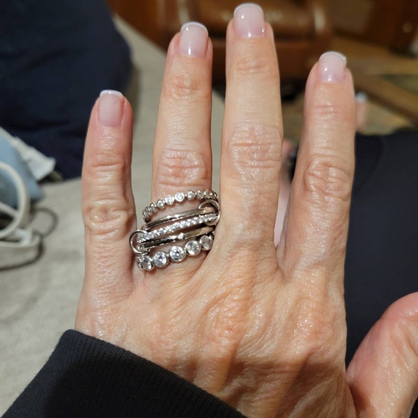 Multi Band Rings,3 Interlocking Silver Bands Ring Silver Stackable Band ...