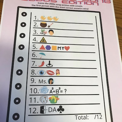 2000s Emoji Pictionary, Music Emoji Song Game, Party Games, I Love the ...