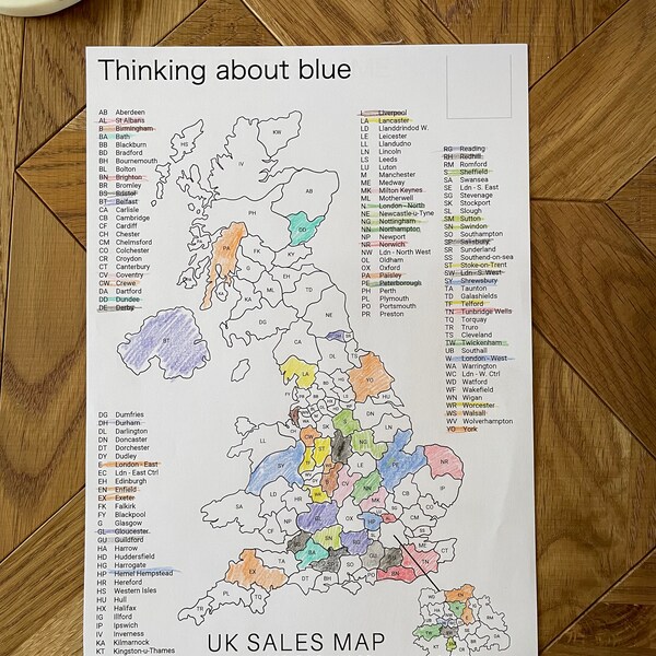 EDITABLE UK Postcode Sales Map, Business Colour in Map, Etsy Sales ...