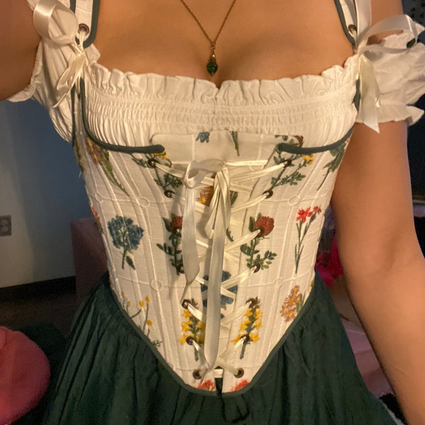 Embroidered Floral 18th Century Short Stay With Front Lacing, Corset or ...