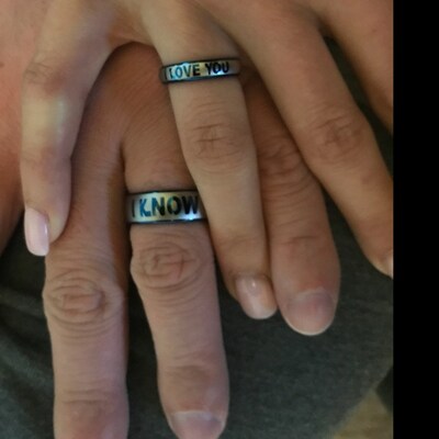 I Love You I Know Rings 2 Piece Couple Set Blue Tungsten - Etsy