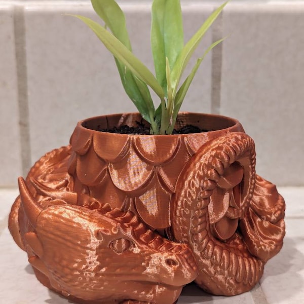 Dragon 3D Printed Succulent Planter Pot Vase With Tray - Various Colors ...