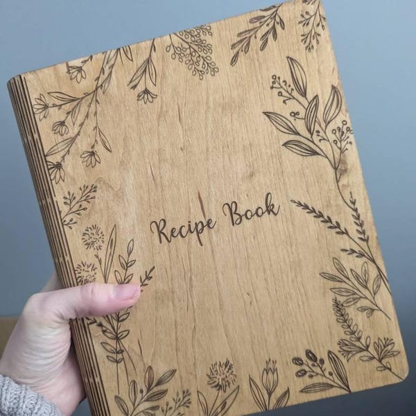 Custom Recipe Book Wooden Cookbook Personalized Recipe Binder Kitchen ...