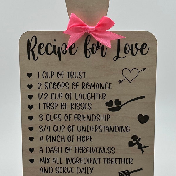 Valentines Recipe Cutting Board SVG Laser Cut, Digital File, Recipe for ...