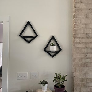 Wall Mount Diamond Planter With Saucer Geometric Wall - Etsy