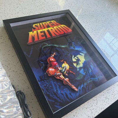 Super Mario World Treasure Map Poster Shadowbox large optional Lighting ...