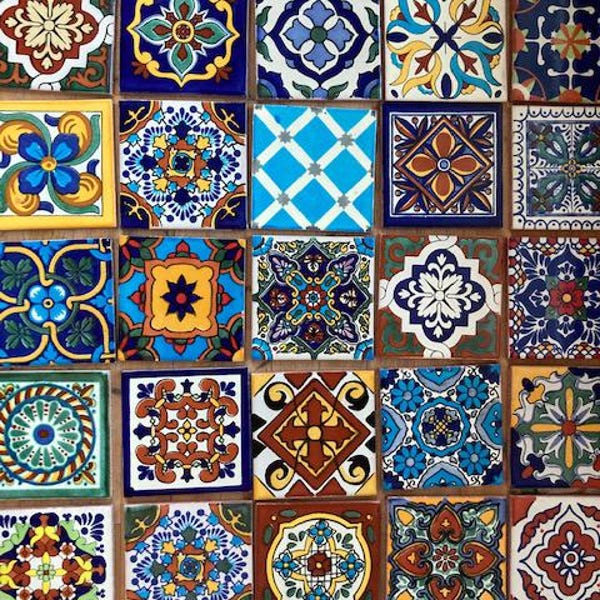 20 CERAMIC TILES 6 Cobalt Blue Mexican Tile, Handmade Talavera ...