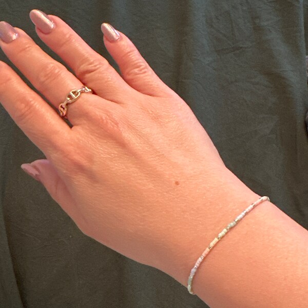 Red String Bracelet, Gold and Red Seed Bead Bracelet, Minimalist Thin ...