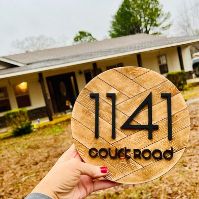 White Round House Sign, House Number Plaques 10, 12, 16, 18, 20 Inches ...