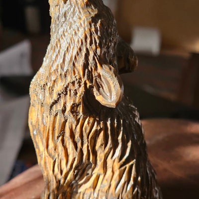 Hand Carved Wooden Howling Wolf Figurine - Etsy