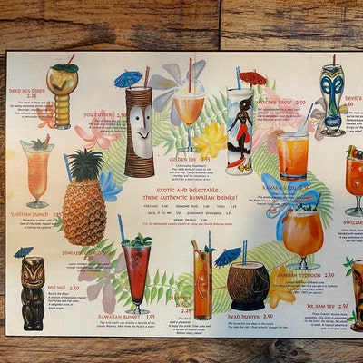 Vintage Tiki Restaurant Drink Menu Decoupaged on Wood - Etsy