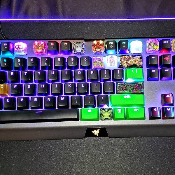 Black & Gold Keycaps - More Sizes - Artisan Glossy Arrow Keys, ESC 1u ...