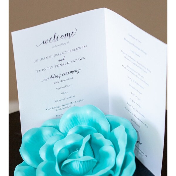 Catholic Wedding Program Template, Folded Modern Script, Editable ...