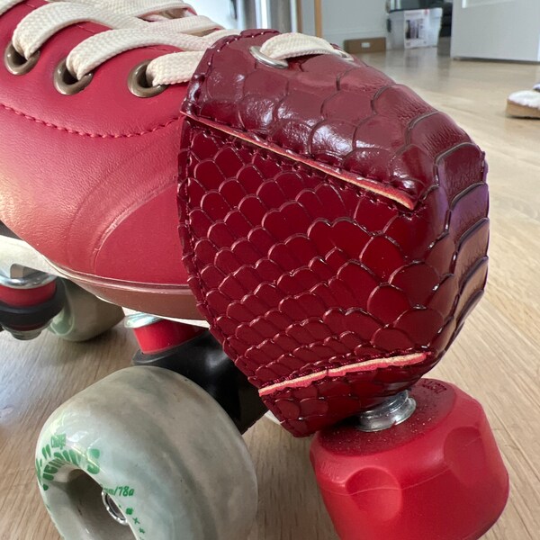 White Snakeskin Leather Handmade Roller Skate Toe Caps (guard) - Free ...