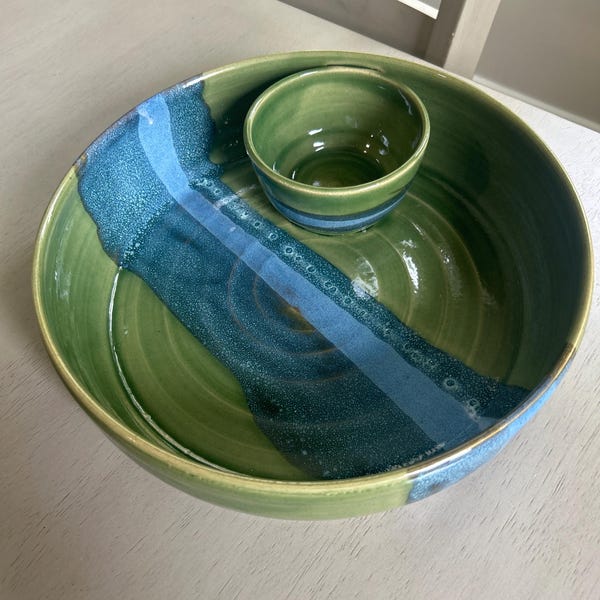 Party Platter Green Tray Serving Bowl Green Pottery Entryway Catchall ...