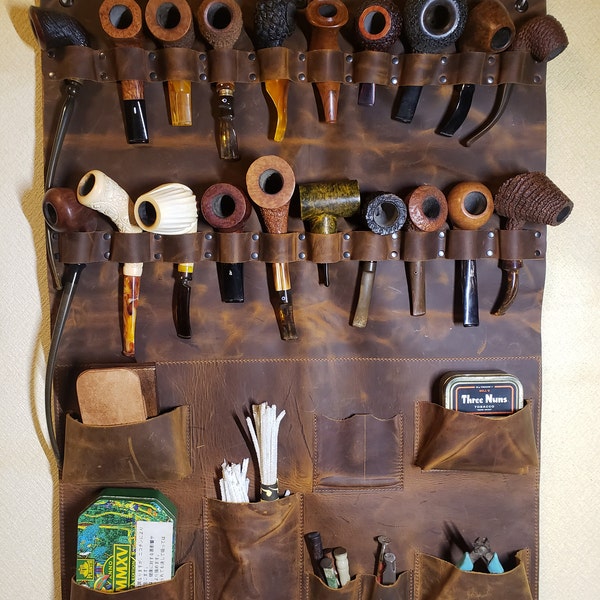 Leather Wall Rack for Holding Tobacco Pipes and Accessories, Wall Pipe ...