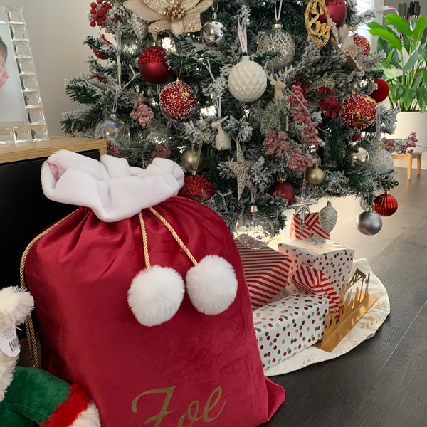 Personalised Red Velvet Santa Sack - Etsy