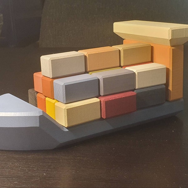 Wooden Building Blocks. Ship With Blocks. Wooden Blocks. Merchant Ship ...