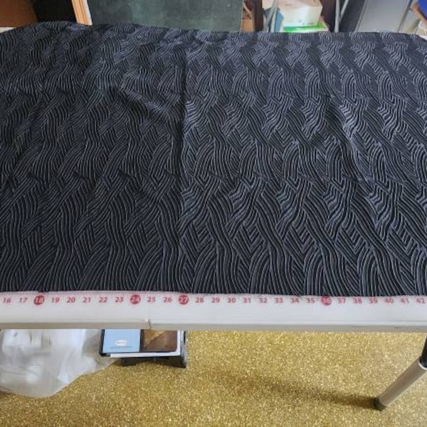 Black Jacquard Fabric, Pure Polyester Fabric, Abstract Line Pattern ...