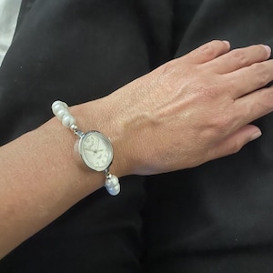 White Freshwater Pearl Bracelet Watch Beaded Bracelet Watch Women's Watch Women's for Gift ...