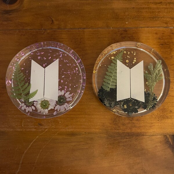 BTS or Army Shield Coaster With Flowers - Etsy