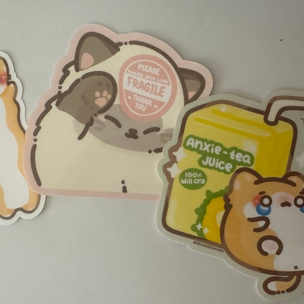 Please Handle With Love FRAGILE Sticker | Cat Meme Stickers | Kawaii ...