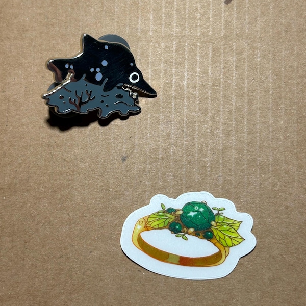 Axolotl Marimo Moss Ball Mini Filler Enamel Pins 2 Silver/rose Gold ...