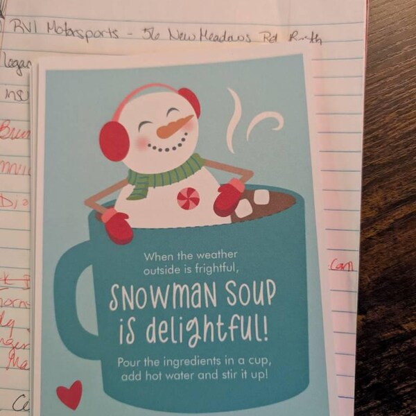 Snowman Soup, Hot Chocolate Printable, Hot Cocoa Christmas Gift Tag ...