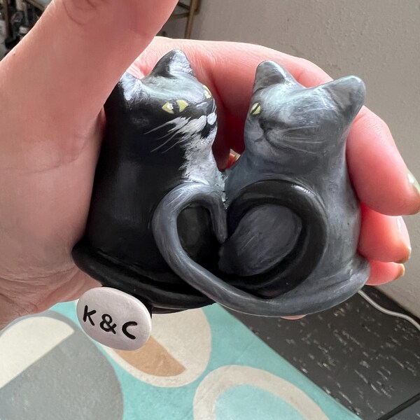 Custom Cats Wedding Cake Topper With Custom Initials Anniversary ...