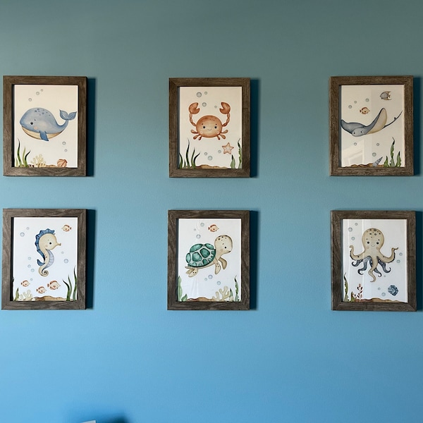 Under the Sea Nursery Prints, Nautical Ocean Animal Posters, Boy ...