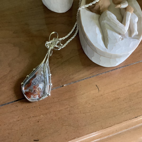 Variscite Stone Pendant Necklace Wire Wrapped in Argentium Sterling ...