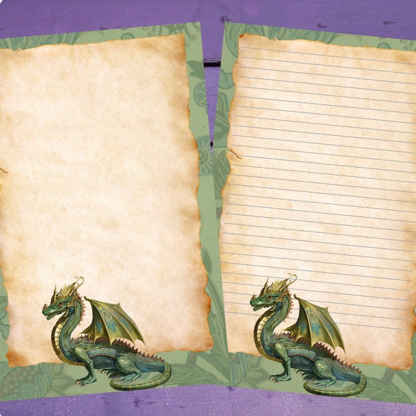 Green Dragon Letter Writing Paper A5 Stationery Lined/unlined Penpal ...