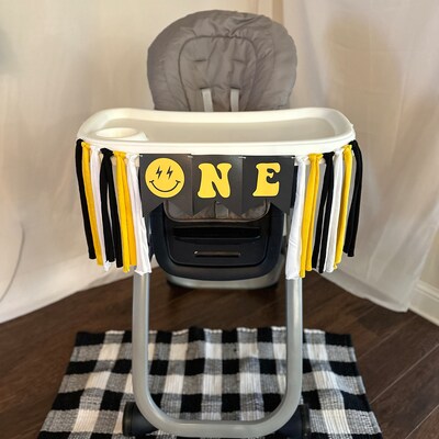 One Happy Dude High Chair Banner Smiley Face One High Chair Banner ...