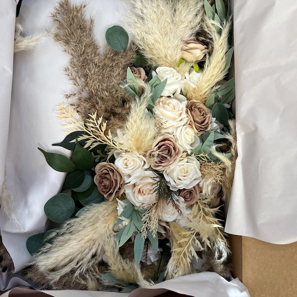 Boho Gem Farben Hochzeit Bouquet Burgund Eukalyptus Hochzeit Pampas ...