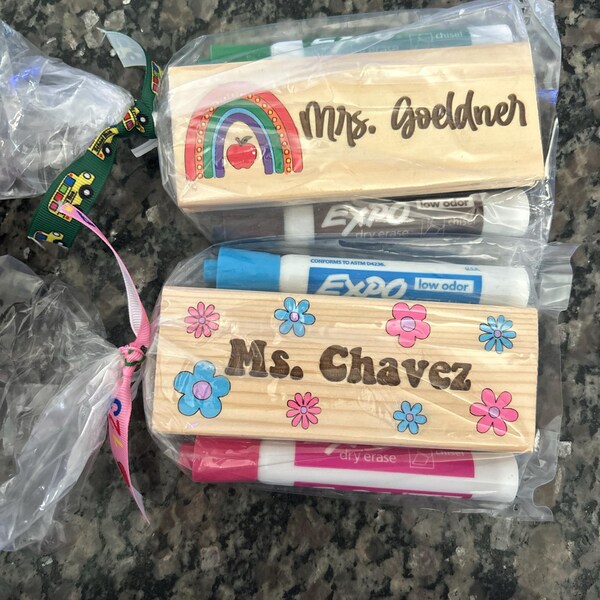 Personalized Teacher Whiteboard/chalkboard Eraser Gift Set, Hand ...