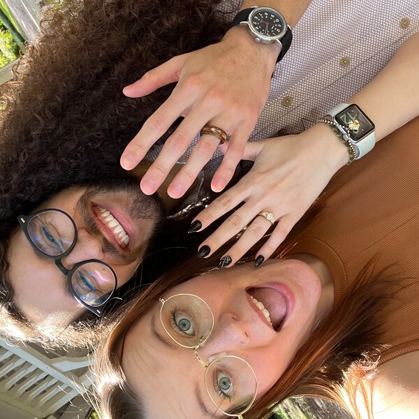 Bentwood Ring: Circassian Walnut, Inlaid Vesuvianite (californite ...